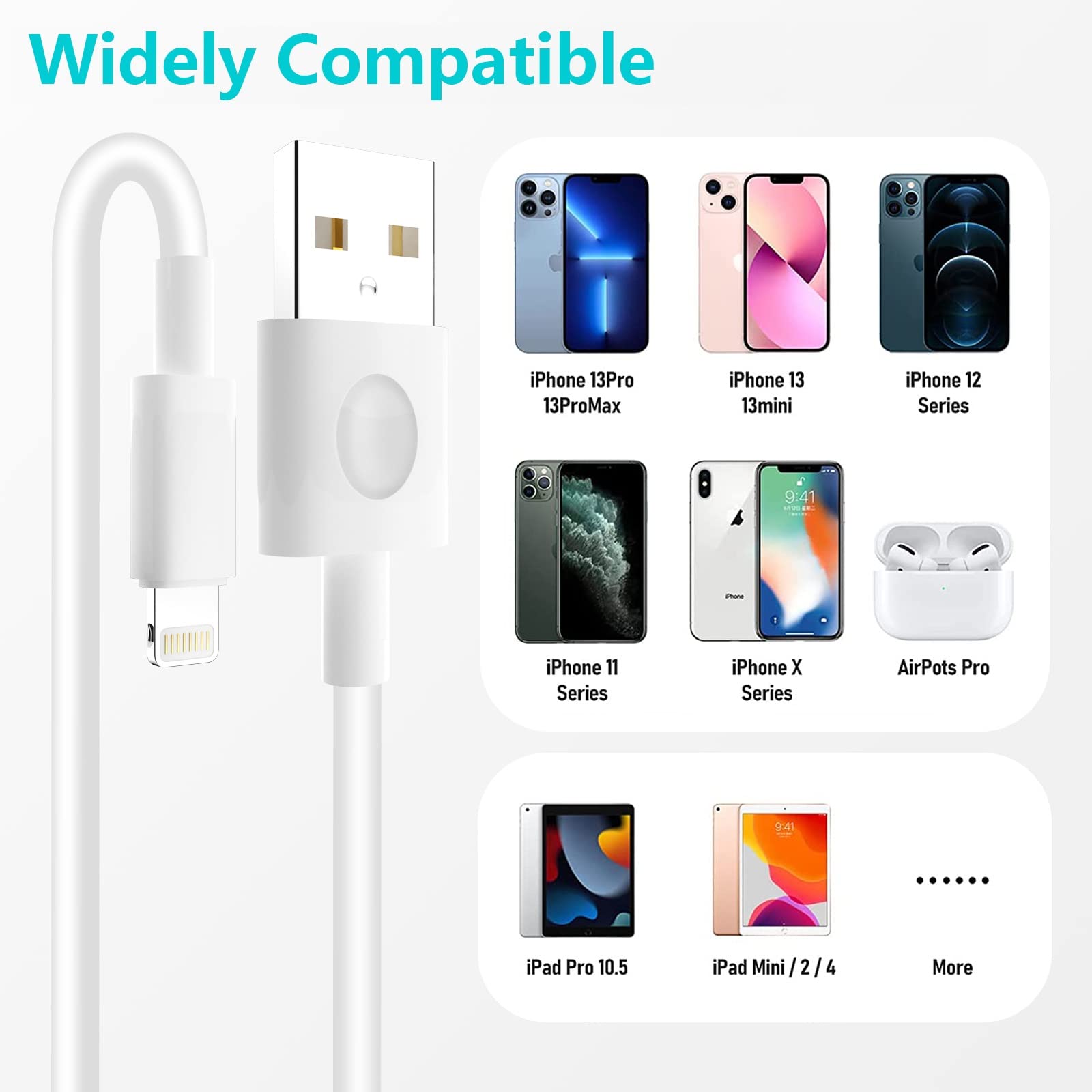 iPhone Charger 6ft 4 Pack Apple MFi Certified Lightning Cable Fast Charging Phone Charger Compatible for iPhone 14 13 12 11 Pro Max XR XS X 8 7 6 Plus SE
