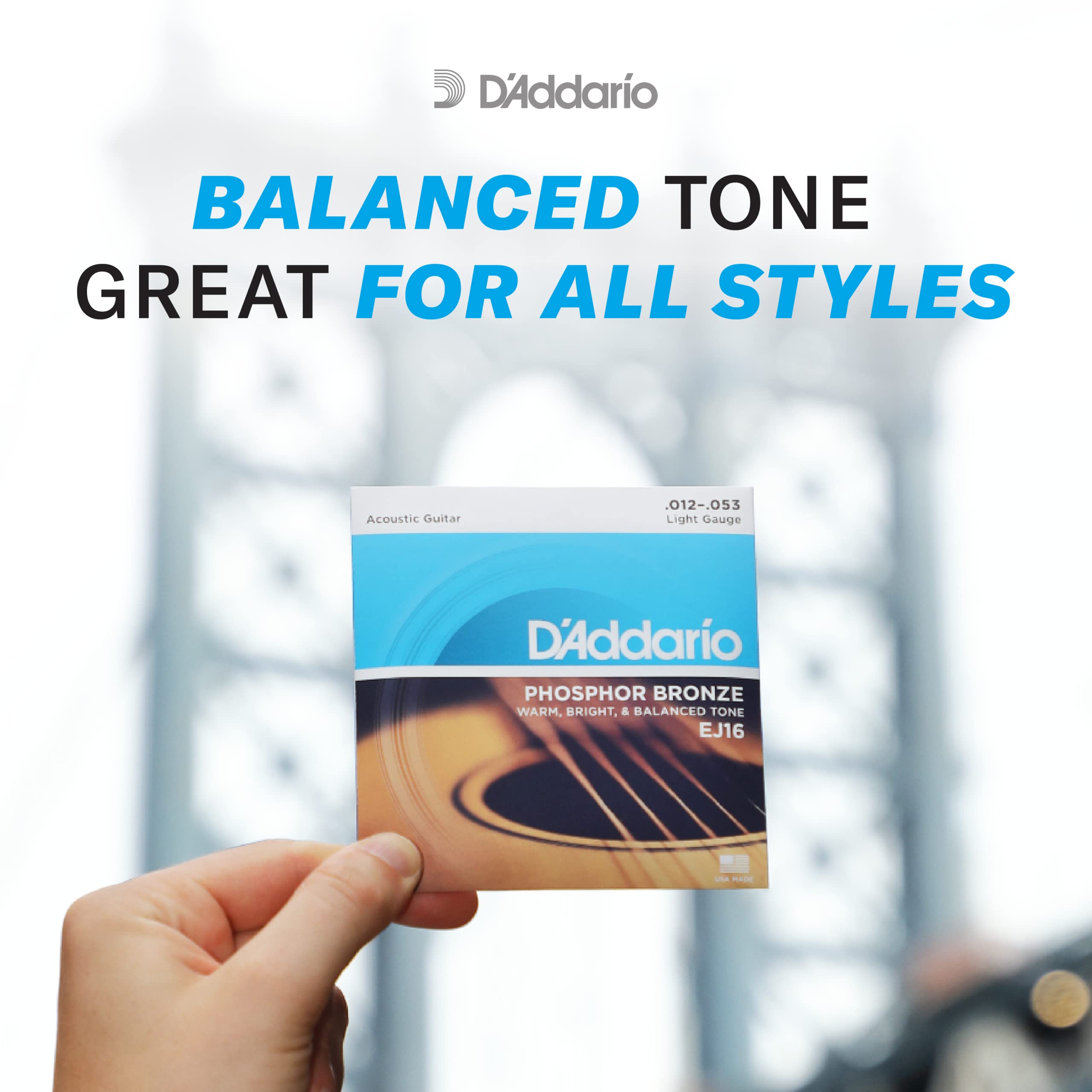 D'Addario Acoustic Bass Guitar Strings - Acoustic Bass Strings - Phosphor Bronze - EPBB170 - Acoustic Bass Guitar 4 String Set - 45-100 Gauge - 1 Pack