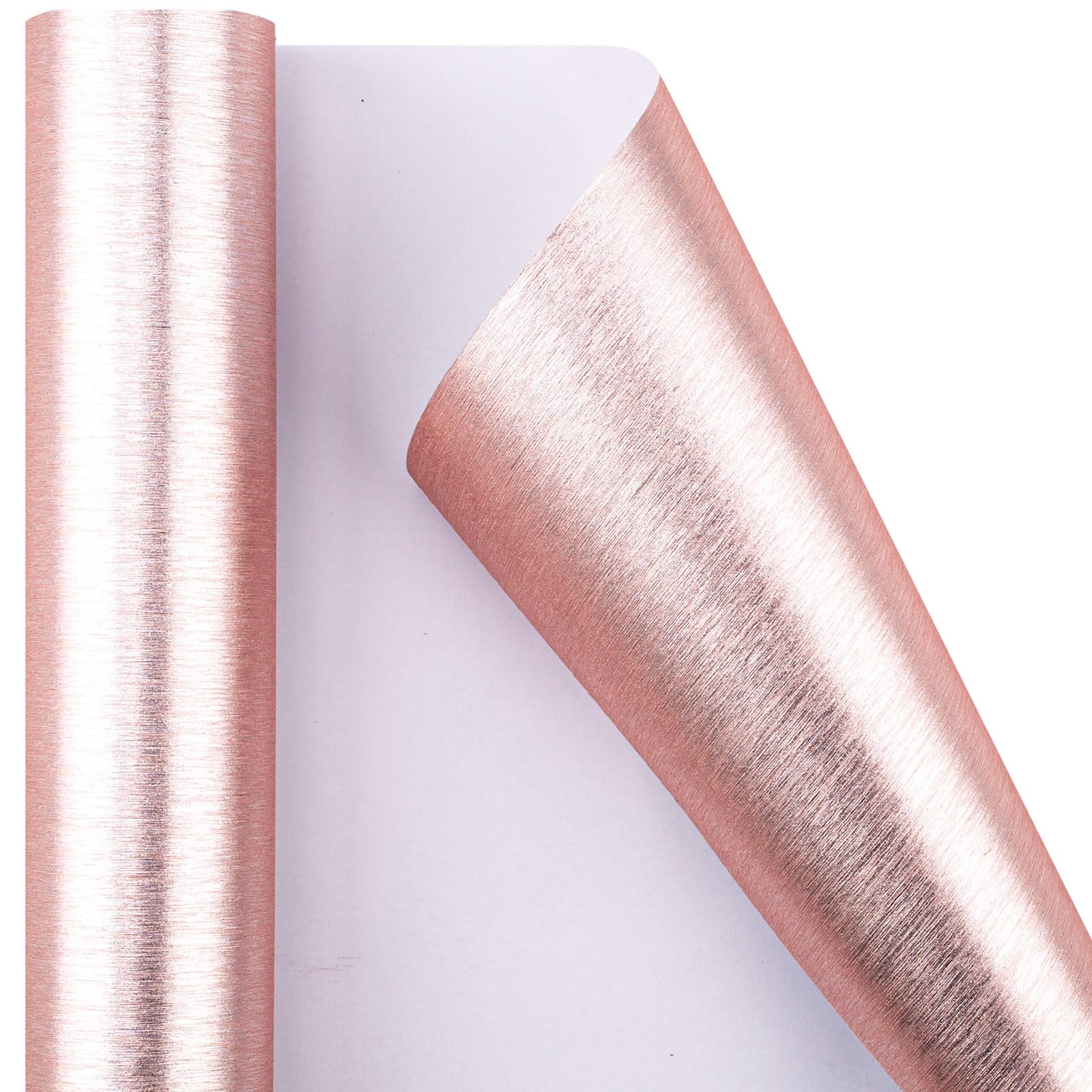Flyhill Mini Wrapping Paper Roll-17inch X 198inch（23.4sqft -Solid Color with Rose Gold Brush Metallic Shine for Christmas,Birthday,Wedding,Baby Shower,Valentine's Day