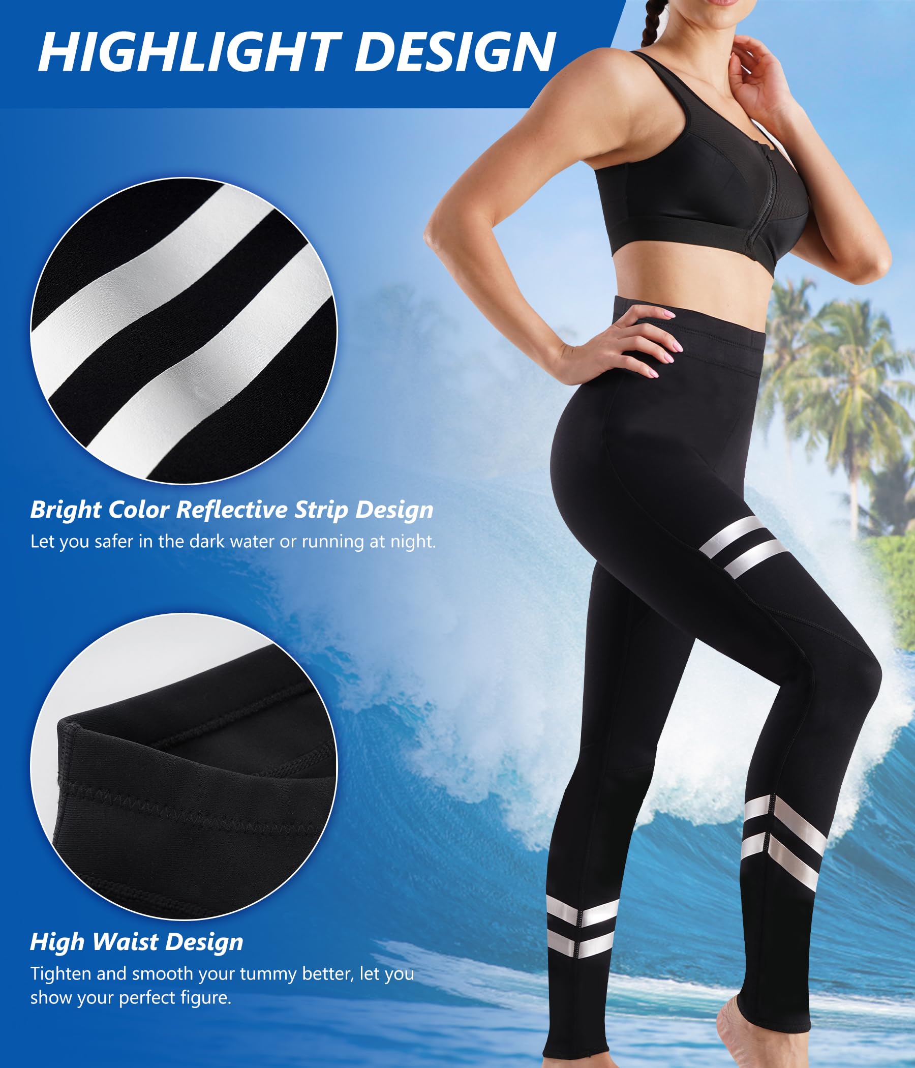 CtriLady Women's Wetsuit Long Pants,1.5mm Neoprene Pants Wetsuit Legging Keep Warm for Swimming Surfing Diving Kayaking(L,Black