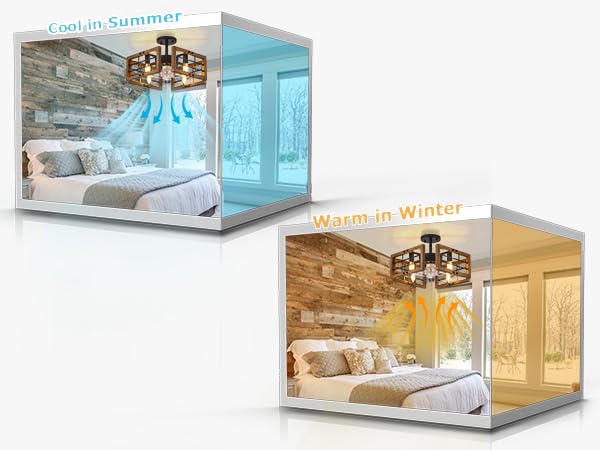 Doltoro Ceiling Fans with Lights Remote, Flush Mount Ceiling Fan with Lights 3 Color Dimmable LED, Black Modern Square Ceiling Fans Light for Kitchen Bedroom Living Room