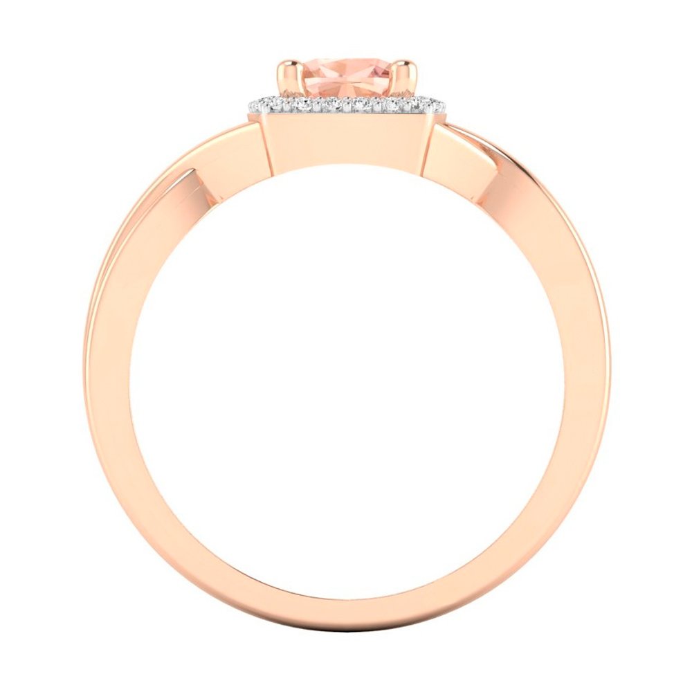 Dazzlingrock Collection 10K 5 MM Cushion Morganite & Round Diamond Bridal Halo Engagement Ring, Rose Gold, Size 9.5