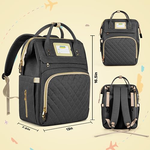 Xexxvre Diaper Bag Backpack, Multifunction Travel Back Pack Maternity Baby Changing Bags, Baby Bags for Boys Girls, Large Capacity, Waterproof and Stylish-Light black