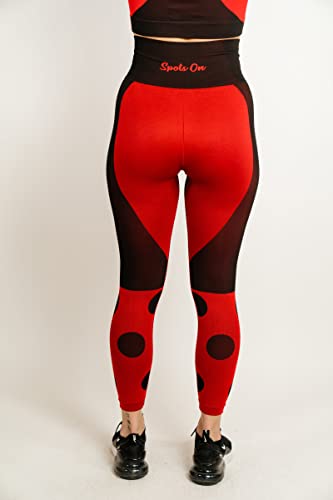 Miraculous Ladybug Womens Leggings Active Cosplay - Seamless for Gym Workout, Exercise, Yoga, Running by MAXXIM Red/Black X-Large