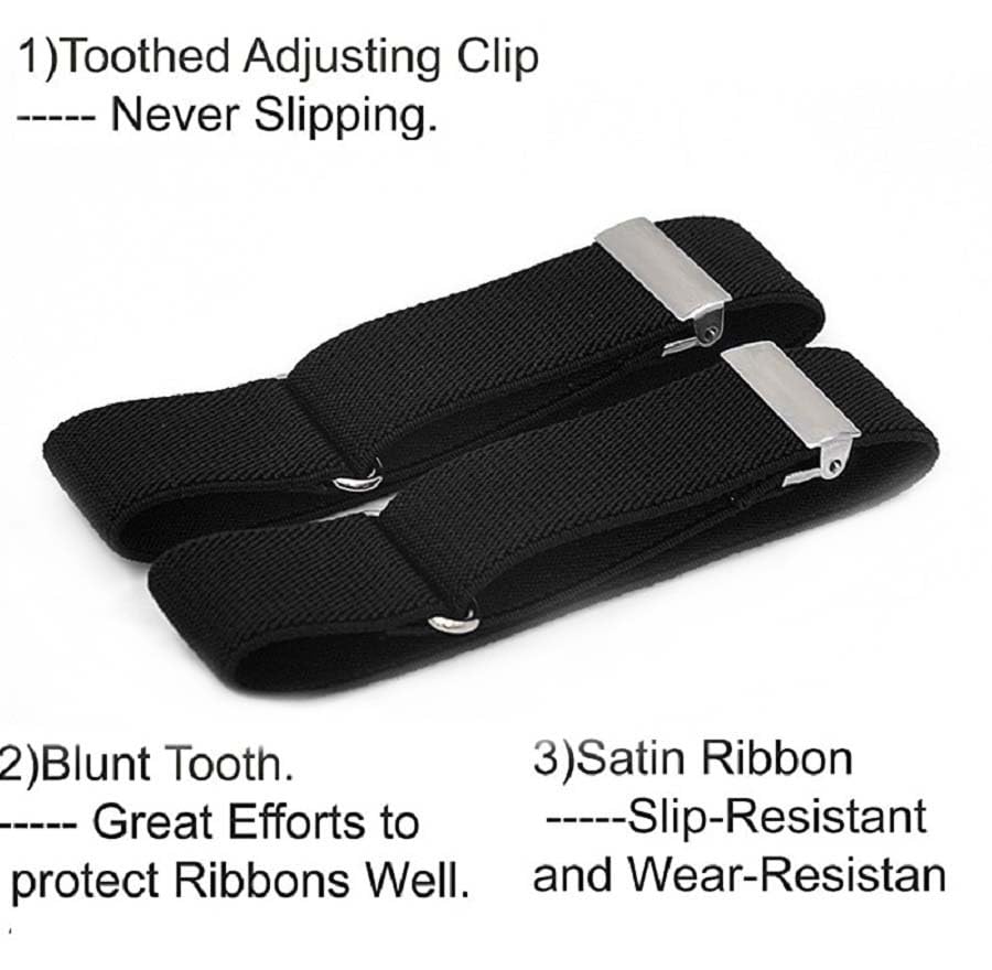 Cyprinus Carpio 2 Pieces Adjustable Shirt Sleeve Holders Anti-Slip Armbands Elastic Sleeve Garters for Women Men(3/4" *12 1/2" BLACK)