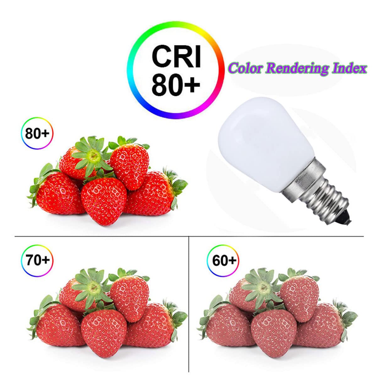 Edearkar 2W E12 LED Refrigerator Bulb(4 Pack) E12 Base Mini 2W Refrigerator Light Cool White 6000K 110V Dimmable E12 LED Appliance Bulb for Freezer Oven Microwave Lighting,Home Lighting