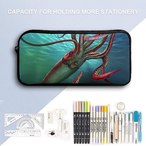 oallpu 3Pcs Red Squid King Backpack Set Large Capacity Laptop Bag, Multi-function Daypack with Adjustable Double Shoulder Strap, Lightweight Lunch Box Portable Pencil Bag