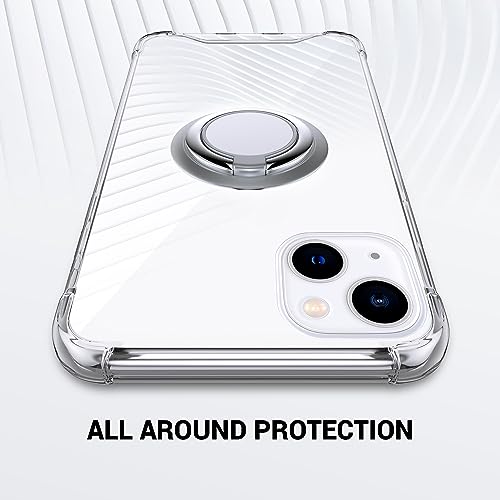 Silverback Designed for iPhone 13 Mini Case Clear with Ring Kickstand, Protective Shock -Absorbing Bumper Shockproof Phone Case for Apple iPhone 13 Mini 5.4 inch-Clear