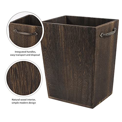 MOOACE Wood Trash Can Wastebasket, 2 Gallon Small Garbage Can Waste Basket Recycling Bin Container with Metal Handle for Bedroom, Living Room, Office, Kitchen, Bathroom