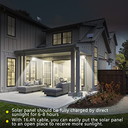 NACINIC Solar Outdoor Light Motion Sensor Waterproof with 200 Bright LED, Remote, Separate Panel, 16.4Ft Cable, Dusk to Dawn Lighting Mode, Security Solar Powered Flood Lights 200 LED 3-Pack