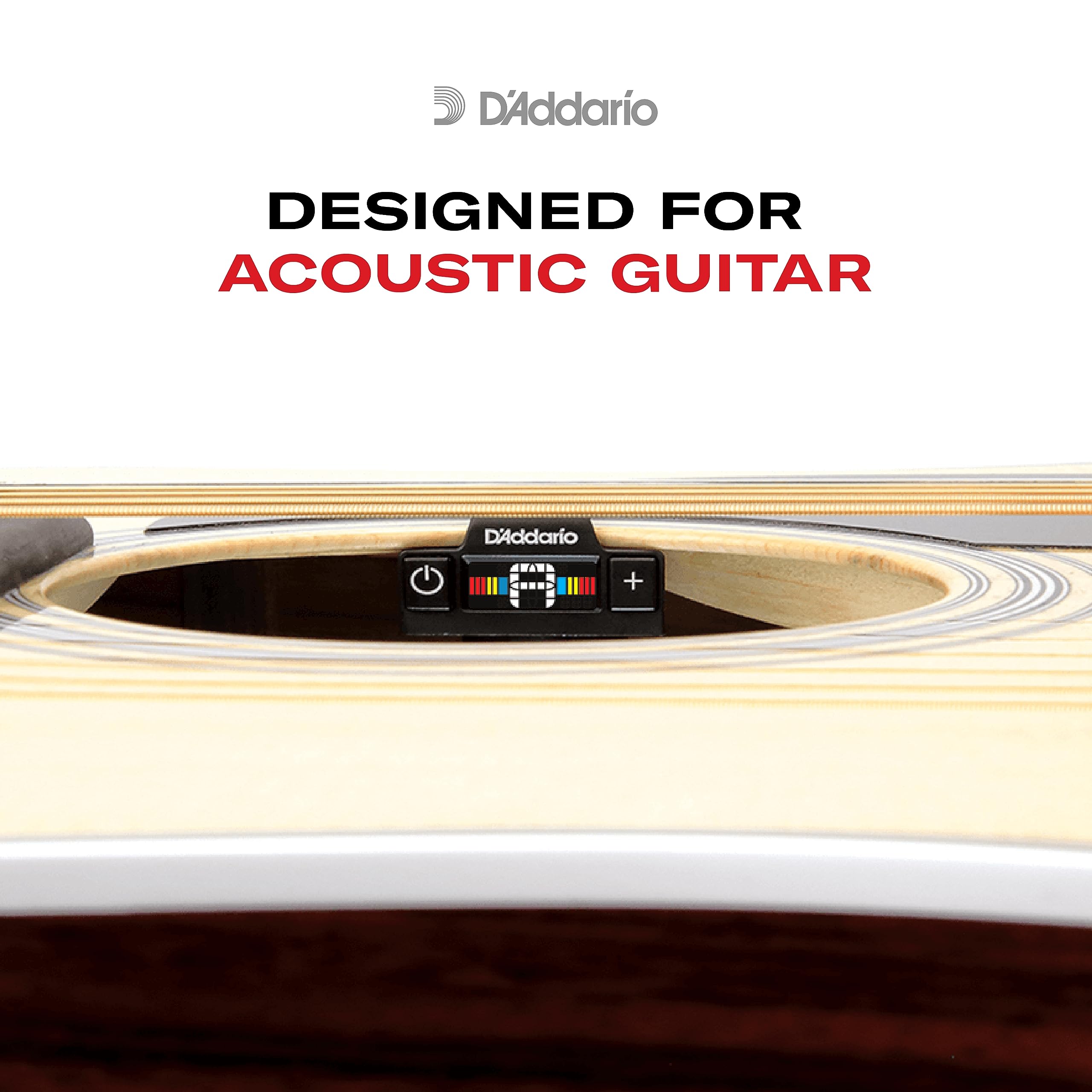 D'Addario Accessories Ukulele Tuner - Ukulele Sound Hole Tuner - Digital Tuner - Non Marring Sound Hole Clip - Full Color Display - Quick & Accurate Tuning