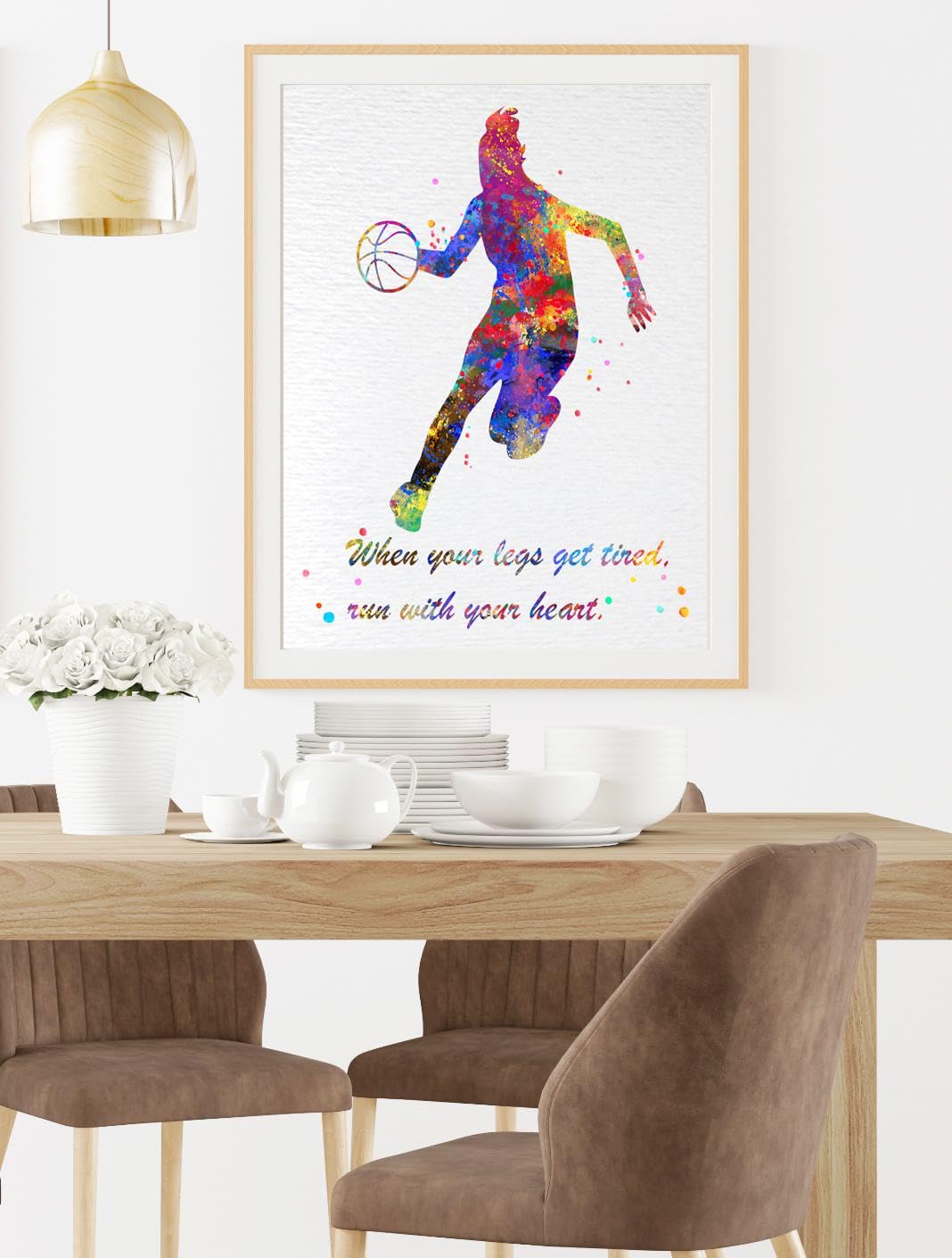 Dignovel Studios 8X10 Unframed Basketball Girl When Your Legs Get Tired Motivational Watercolor Art Print Poster Housewarming Wall Giclee Office Home Decor DN521