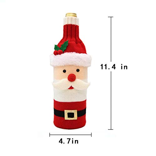 NEILDEN Cute Christmas Sweater Wine Bottle Cover, Handmade Wine Bottle Sweater for Christmas Decorations Cute Christmas Sweater Party Decorations 2pcs