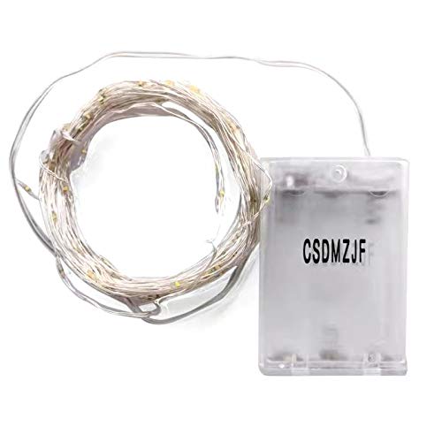 CSDMZJF-LED White String Lights,Christmas Fairy Lights Battery Operated,LED String Lights - Firefly Lights - Silver Wire - Battery Operated- for Christmas