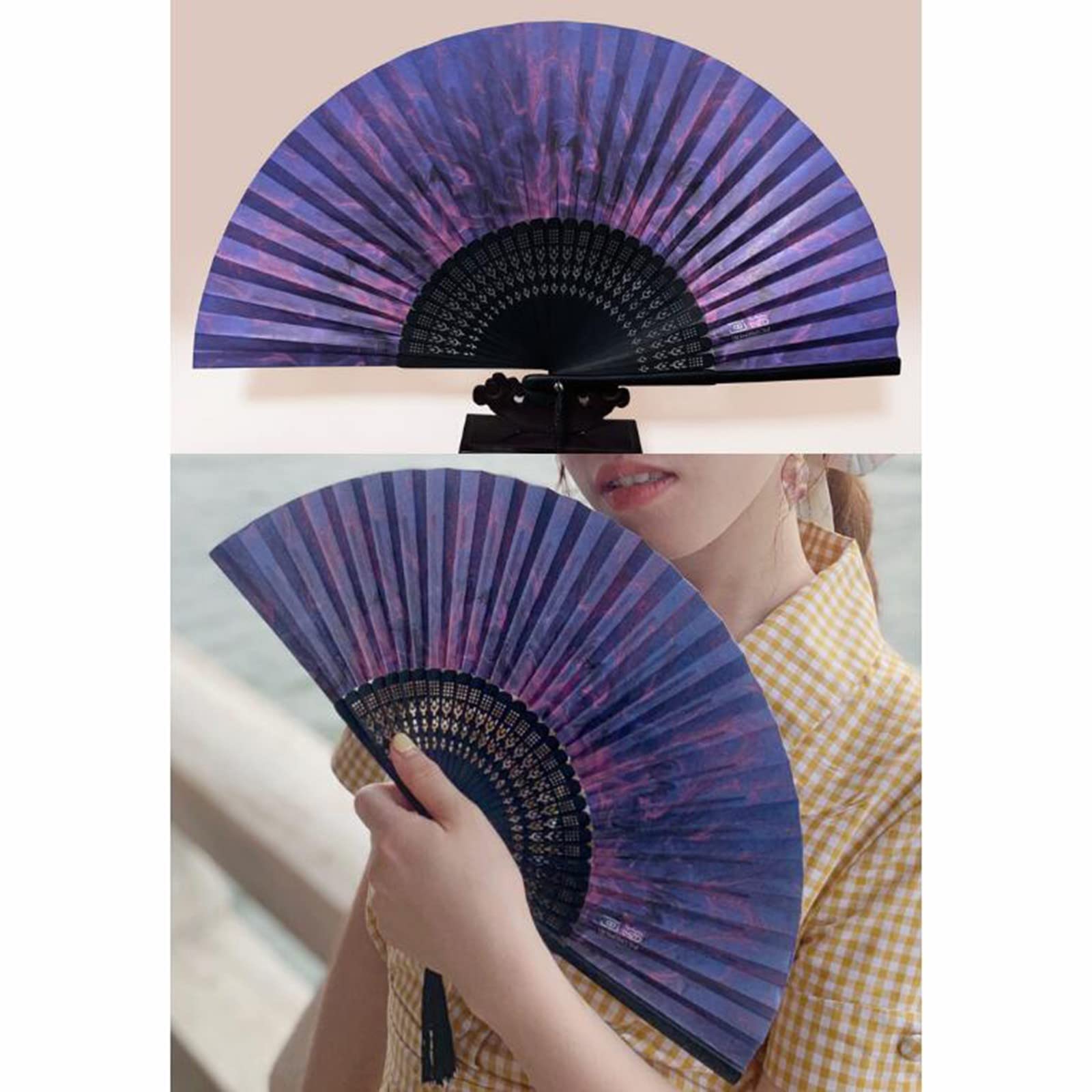 ERTUO Hand-Painted Pattern Folding Fan Dance Accessories Chinese Hanfu Kimono Fan Trendy