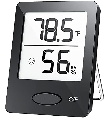 Indoor Hygrometer Thermometer, Room Thermometer with Large LCD Display, Temperature Humidity Sensor with Comfort Indicator, Humidity Monitor for Home Office