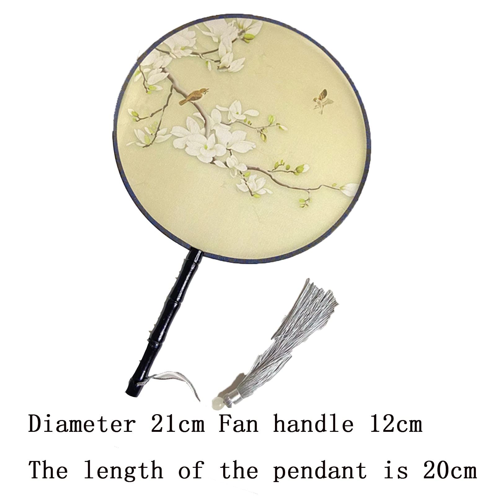 ERTUO Round Hand-held Fan Palace Fan Translucent Silk Fan Chinese Classical Wind Round Fan Costume Catwalk Dance Decoration Fan
