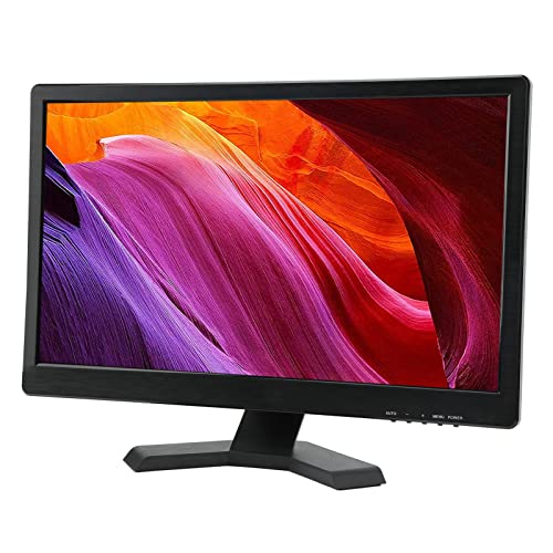 Jaerb HD LED Monitor, Multiple Interfaces 100‑240V Dual Speakers HD Color Screen Monitor Portable with Remote Control for Laptops (US Plug)