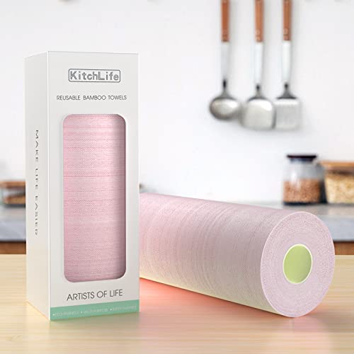 KitchLife Reusable Bamboo Paper Towels - 1 Roll = 4 Months Supply, Washable and Recycled Paper Rolls, Zero Waste Products, Sustainable Gifts, (42P1)