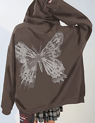 MISSACTIVER Women’s Casual Graphic Printed Hoodies Oversized Zip Up 90S E-Girl Streetwear Grunge Jacket