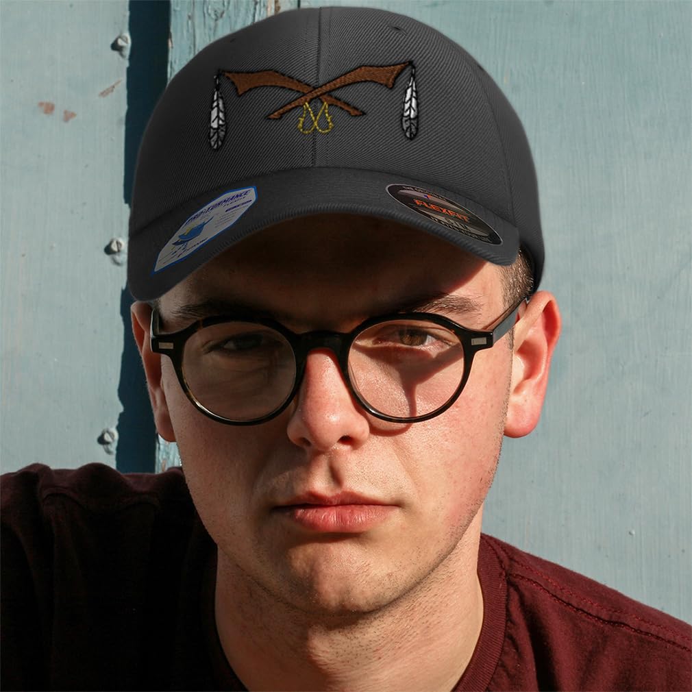 Custom Flexfit Hats for Men & Women Western Southwest Native American War Clubs Polyester Dad Hat Baseball Cap Small Medium Dark Navy Design Only
