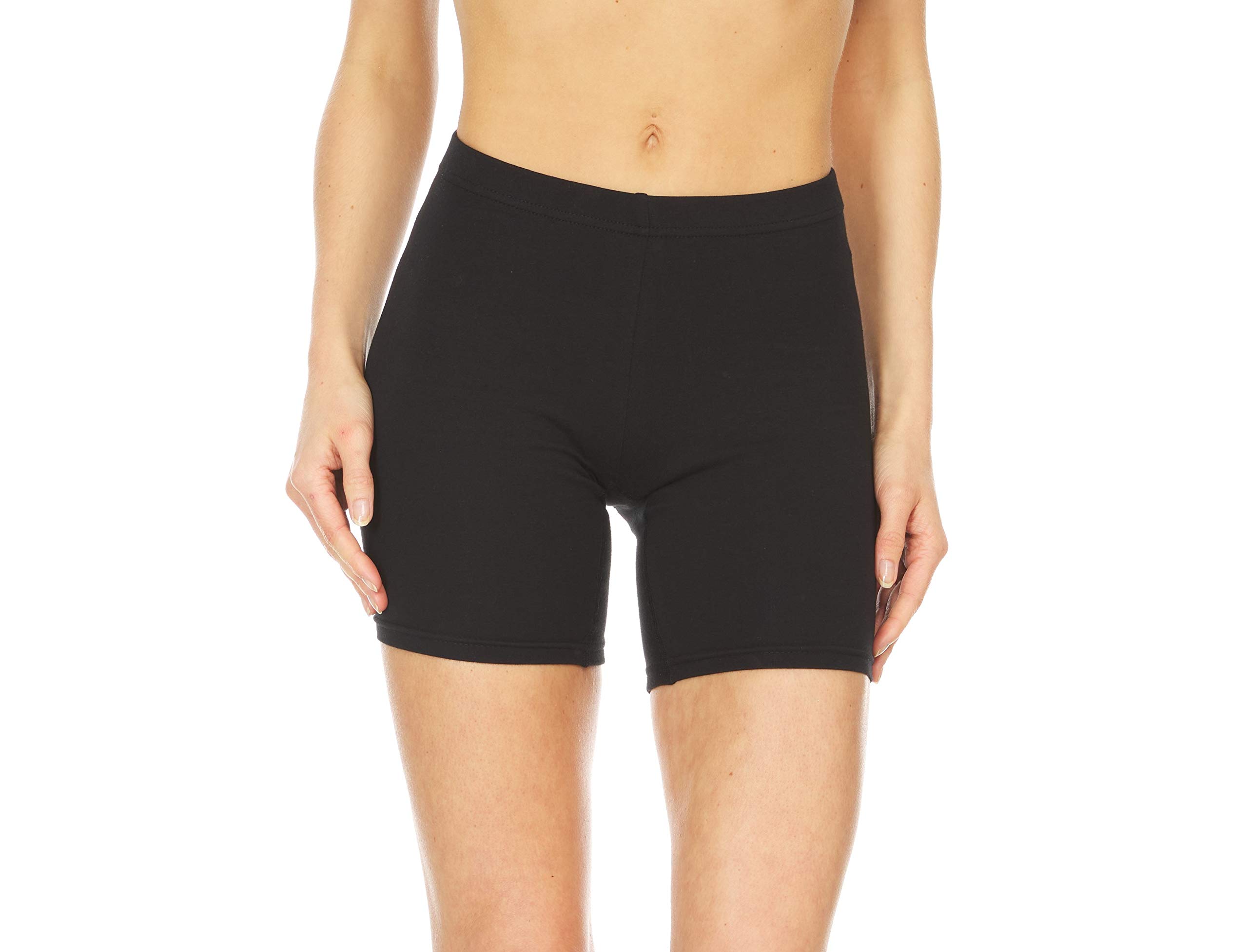 Essential Elements 3 Pack: Cotton Biker Shorts for Women - Stretch Bike Slip Yoga Exercise Undergarment Boxer Boy Shorts (Small, Black)