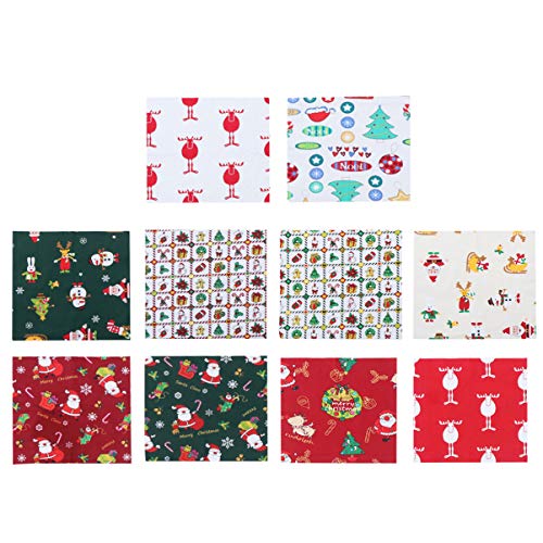 MILISTEN 6pcs Christmas Cotton Fabric Xmas Theme Quilting Cloth Piece Fat Patchwork Bundles Quarters Precut Scraps for Xmas Dress Cloth Bag DIY Sewing Craft 20x25cm Random Pattern