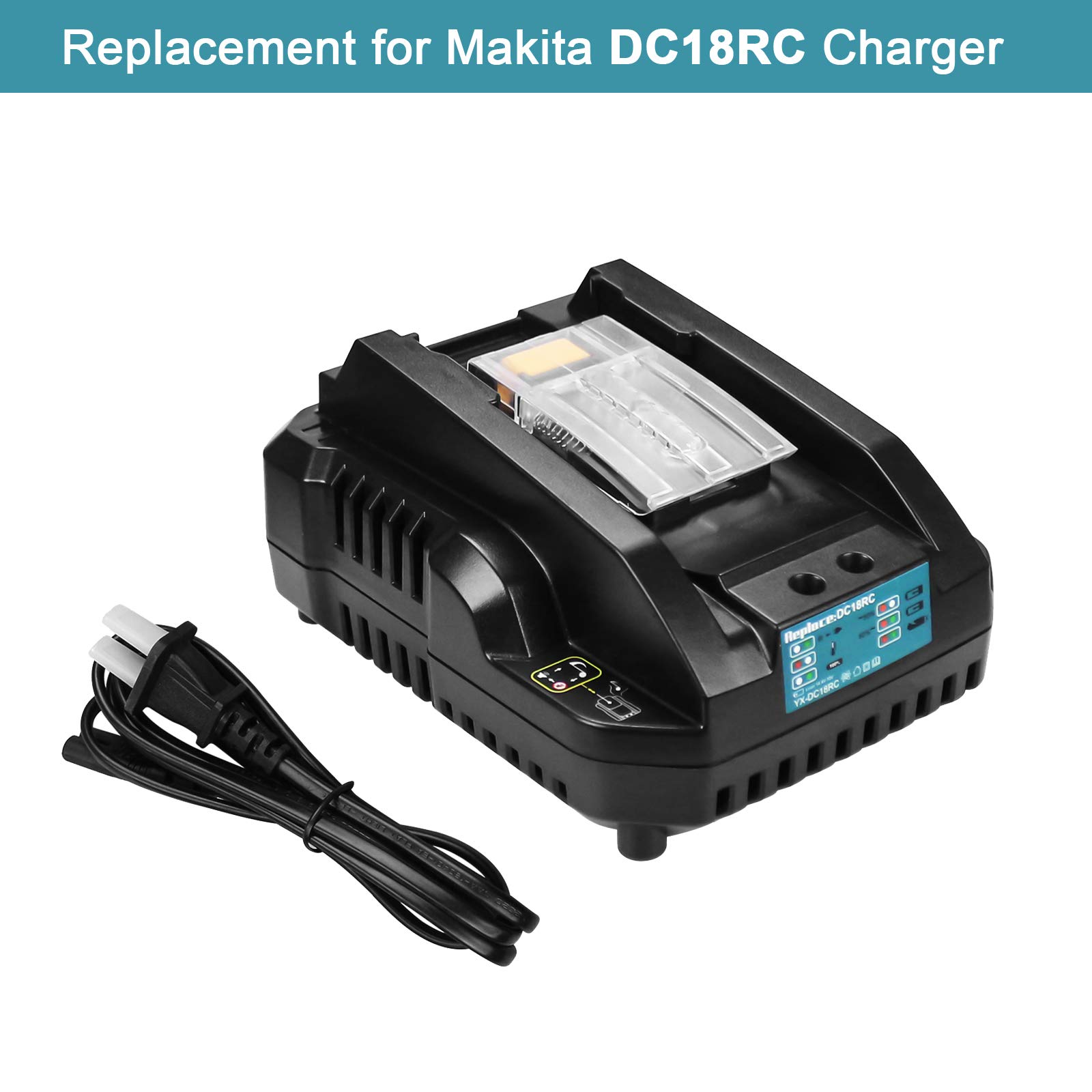DC18RC DC18RCT Charger Compatible with Makita 14.4V/18V Battery BL1430 BL1415 BL1815 BL1820 BL1830 BL1840 BL1850 BL1860 18V LXT Lithium-ion Batteries with LED Indicator