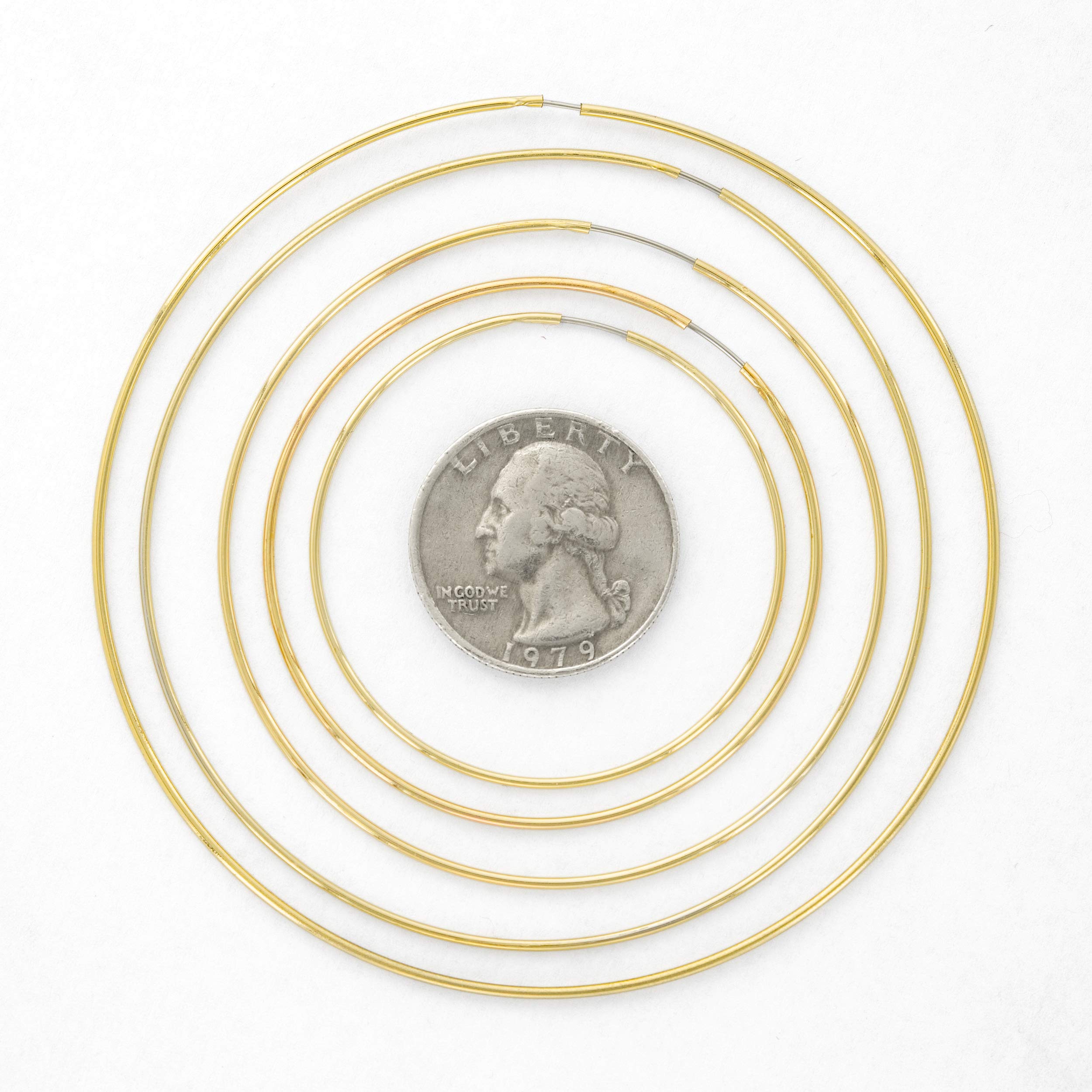 Columbus 14K Gold Plated Thin Endless Hoop Earrings - Lightweight Wire Hoops (Gold, 60)