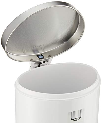 simplehuman 6 Liter / 1.6 Gallon Semi-Round Bathroom Step Trash Can, White Steel