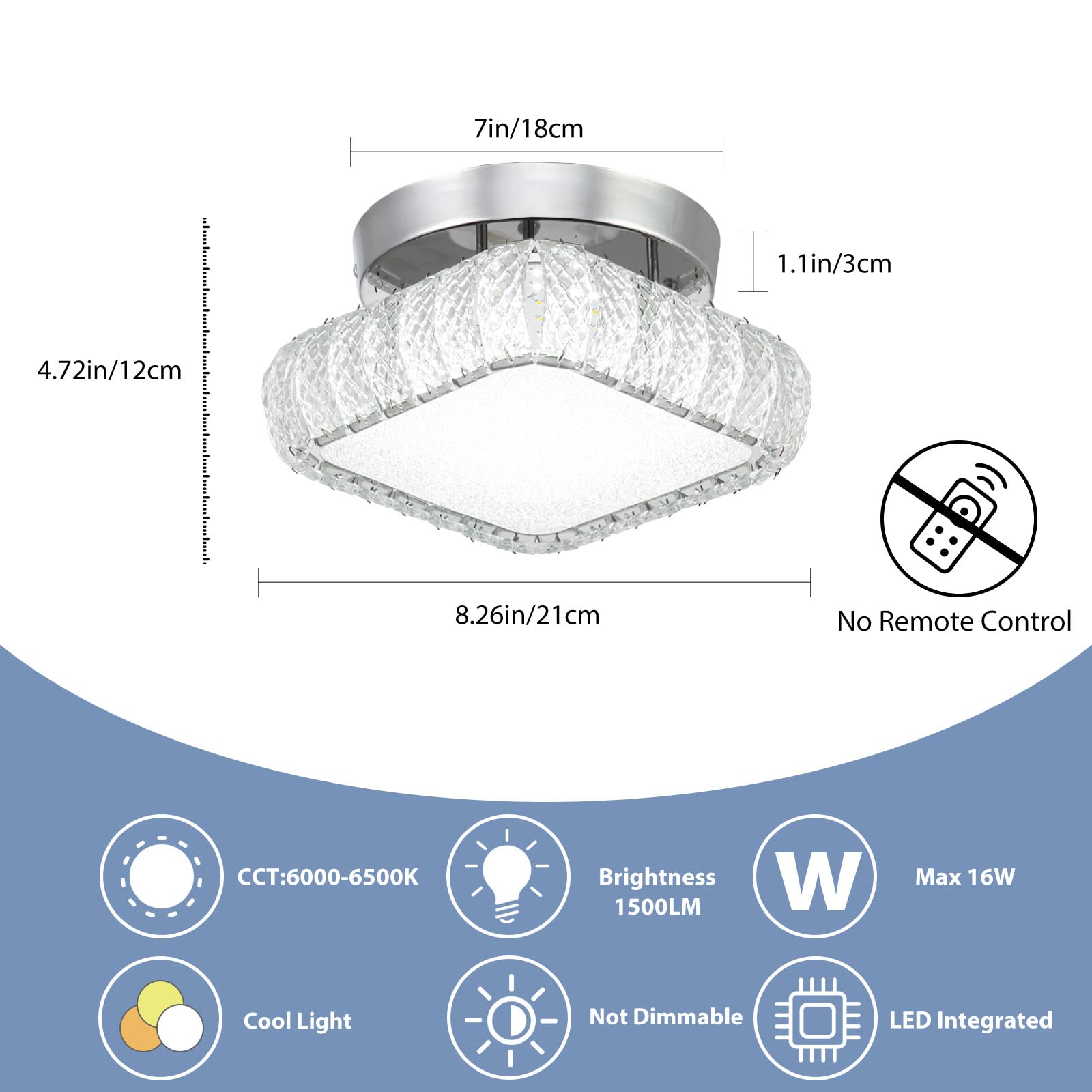 DSLITING Hallway Chandelier Small Crystal Ceiling Light LED Chandelier Bedroom Light Fixture Modern Flush Mount Ceiling Light Mini Chandelier for Bathroom Foyer Chandelier Light