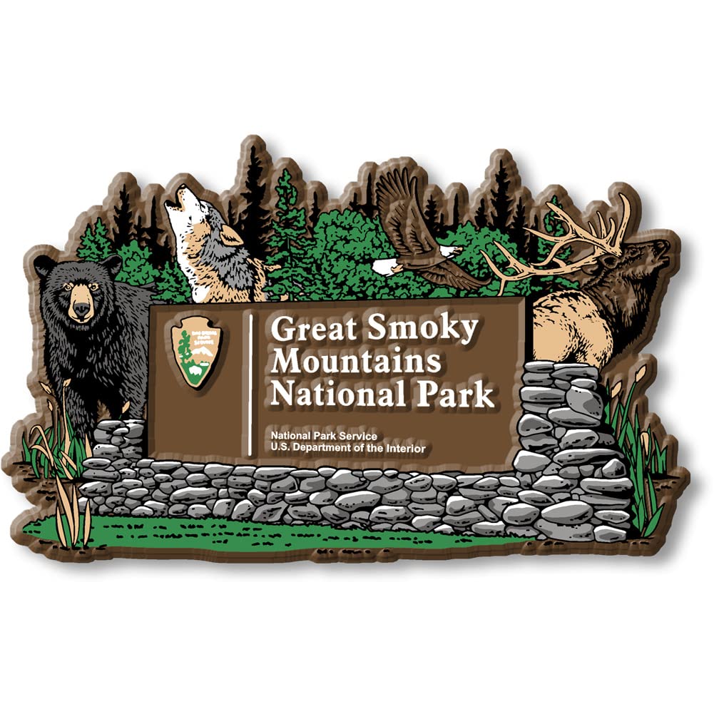 Great Smoky Mountains National Park Entrance Sign Magnet by Classic Magnets, 4.1" x 2.5", Collectible Souvenirs Made in The USA