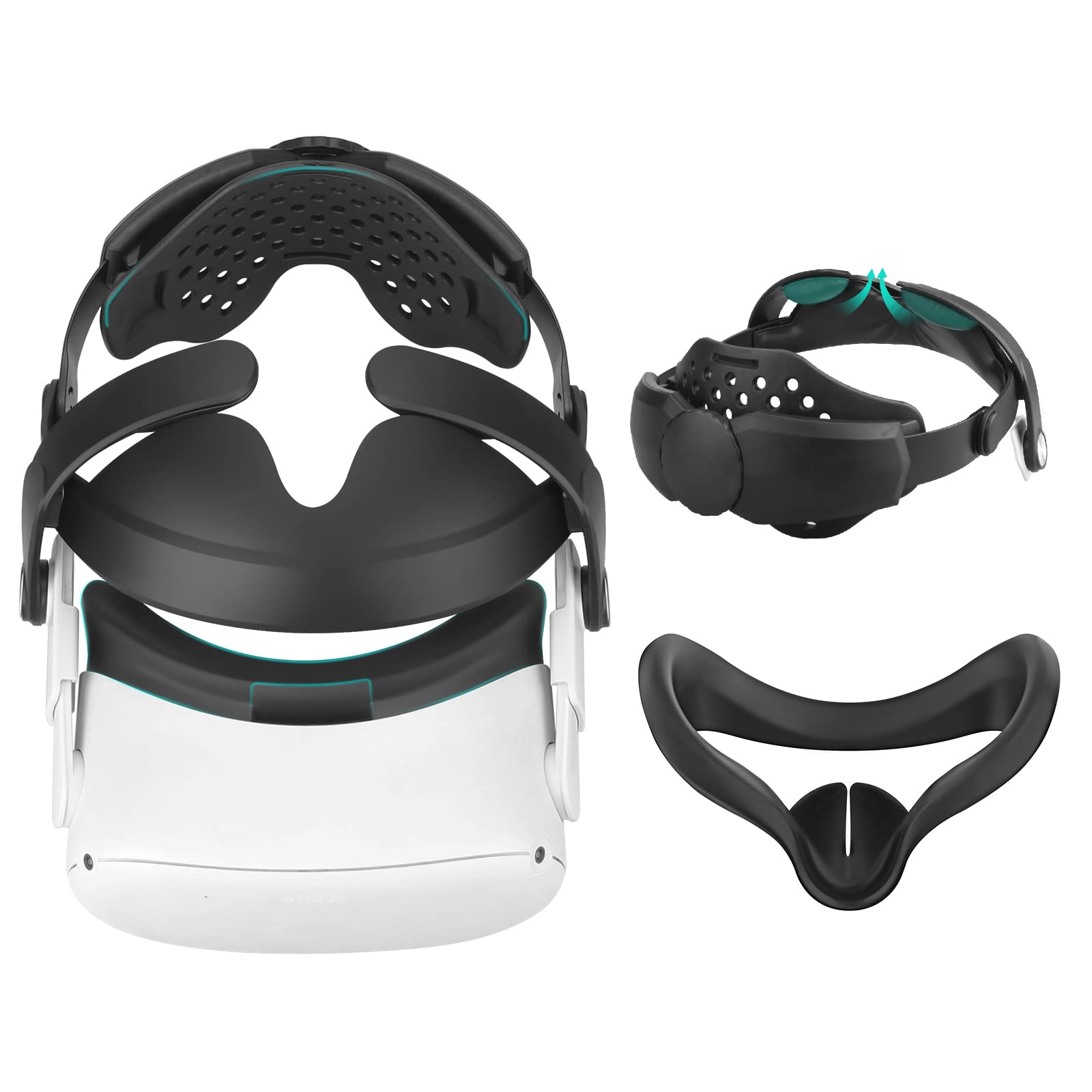 Esimen M3 Head Strap for Oculus Quest 2, Distributed Weight-Bearing to Reduce Facial Pressure,Replacement Elite Strap for Meta Quest 2 Face Cover Light Blocking, Washable VR Accessories (M3-Black)
