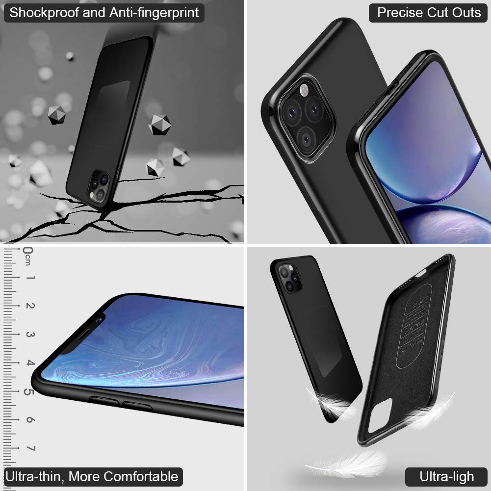 ESTPEAK Compatible with iPhone 11 Magnetic Case 2019,[Invisible Built-in Metal Plate] Ultra Thin Support Magnetic Car Mount,Soft TPU Bumper Case Phone Case Black