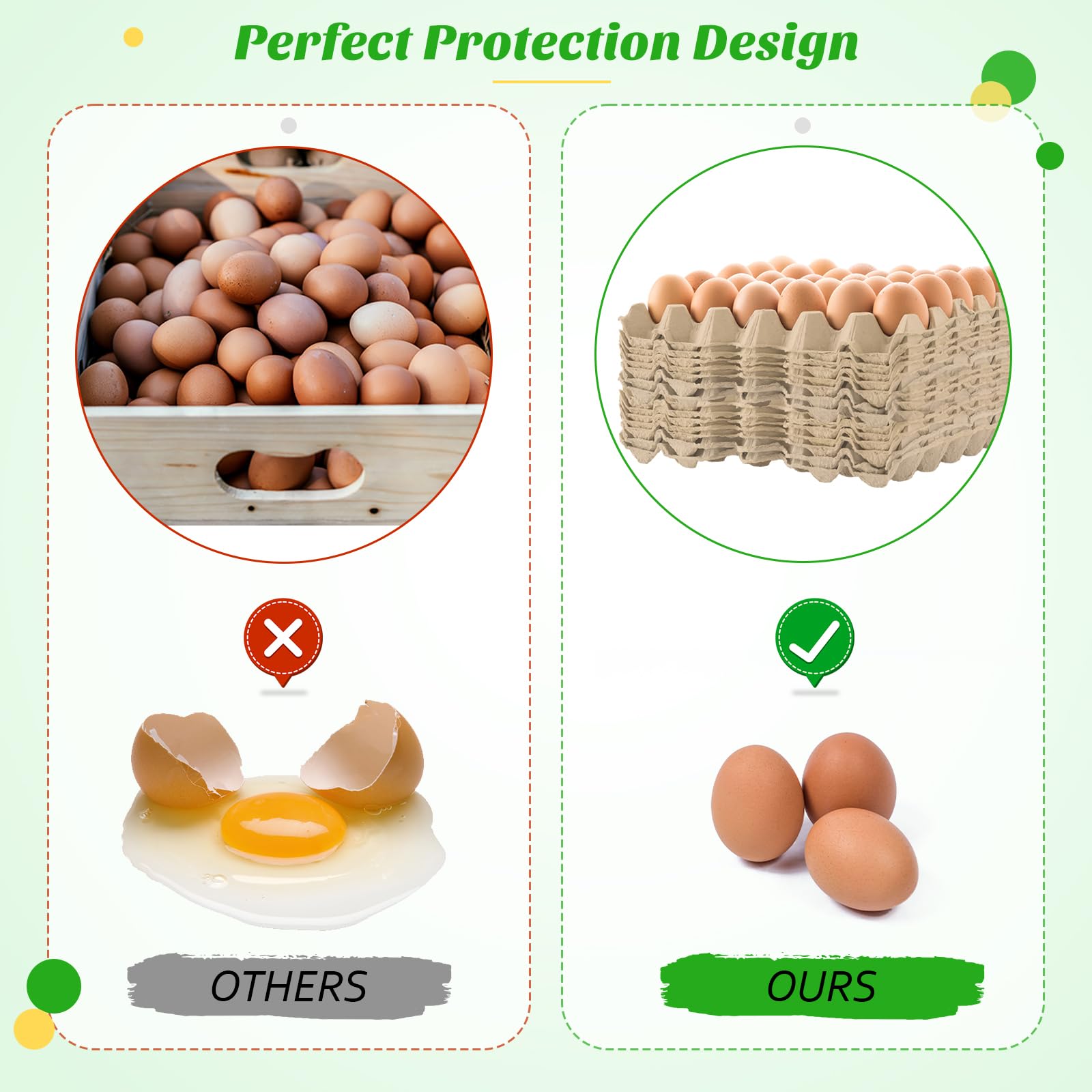 Estune 120 Pack Egg Cartons Crates Bulk 30 Cell Pulp Fiber Egg Flats Reusable Stackable Cardboard Chicken Egg Tray for Home Storing Packing Roach Colony Soundproofing