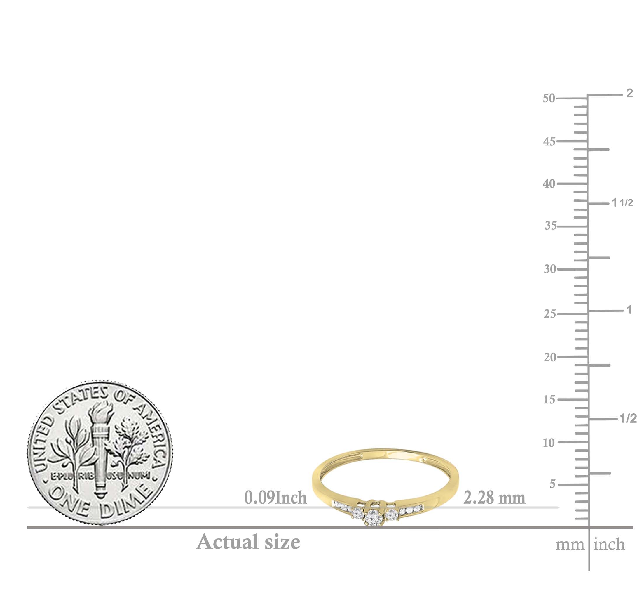 Dazzlingrock Collection 0.13 Carat (ctw) Round White Diamond Ladies Bridal Promise 3 Stone Engagement Ring, 10K Yellow Gold, Size 5.5