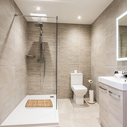 Mind Reader Bali Collection, Luxury Bamboo Shower Bath Mat, 25.2"L x 15.75"W x 0.67"H, Brown