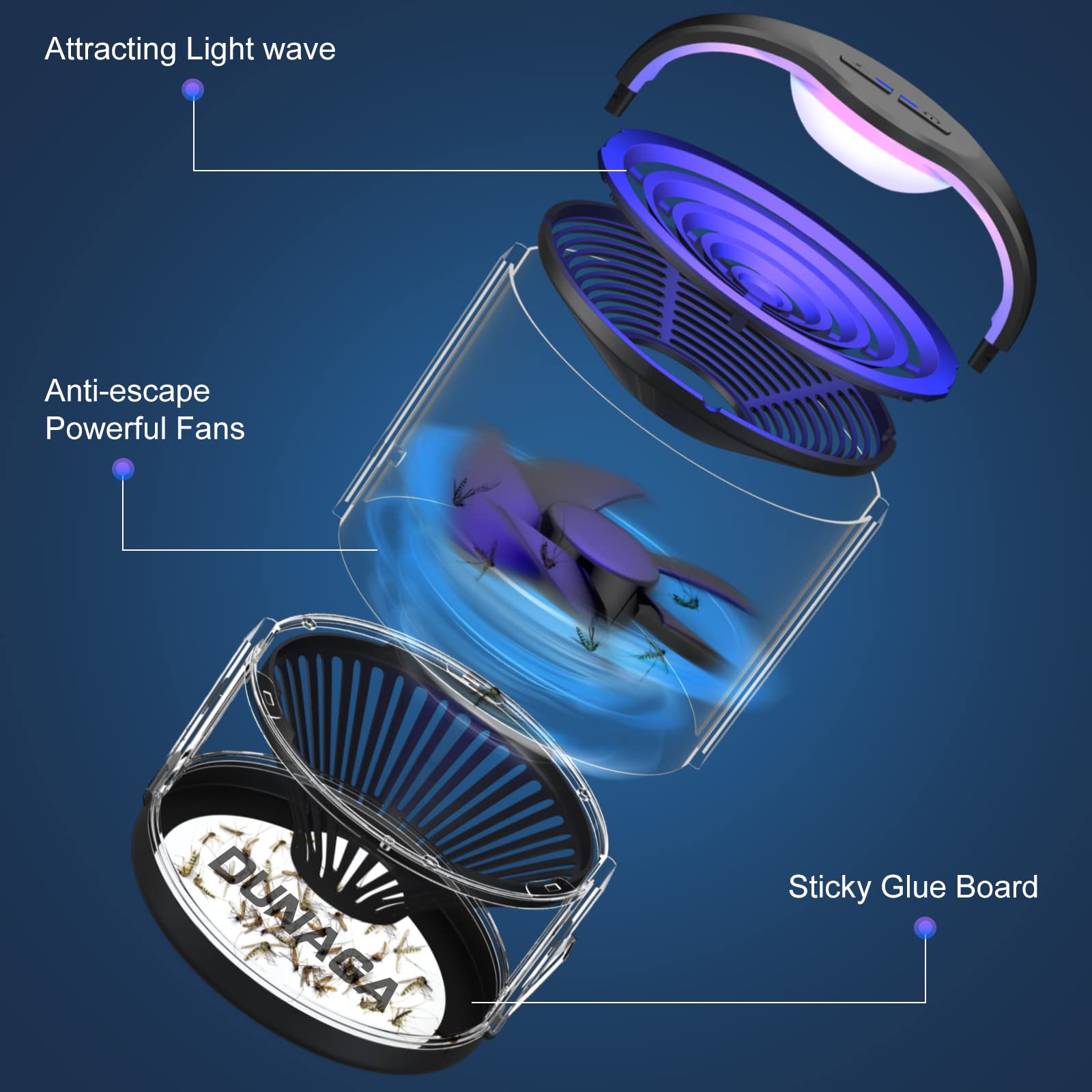 Fly Traps Indoor, Fruit Fly Traps, Gnat Traps, Bug Zapper Indoor, Insect Traps Indoor with 10 Sticky Glue Boards, Black