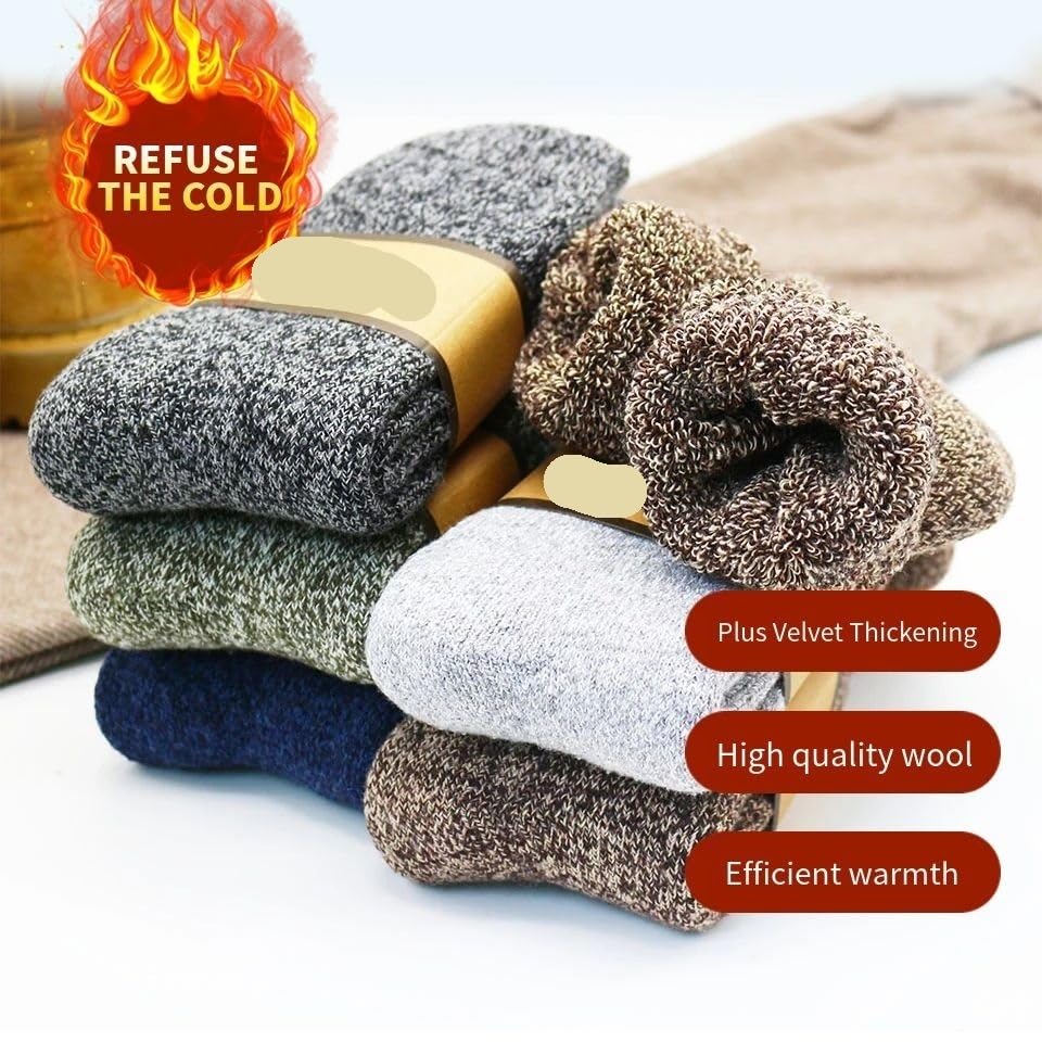 GELTDN Winter Men's Wool Socks Super Thick Warm Harajuku Retro Snow Casual Antifreeze Cashmere Socks Men 3 Pair