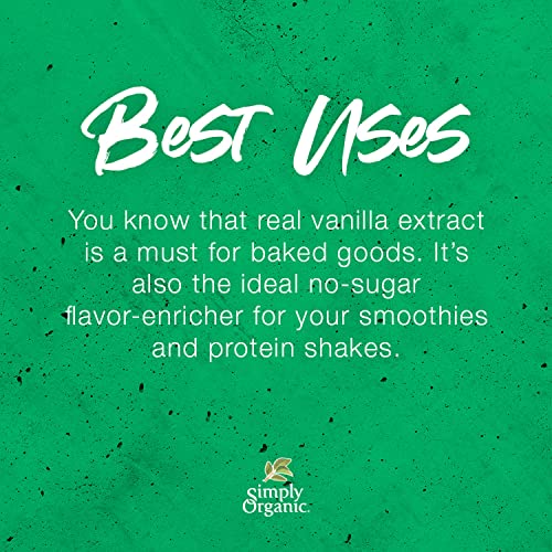 Simply Organic Pure Madagascar Vanilla Extract, 4-Ounce Glass Jar, Certified Organic, Sugar-Free Flavor For Smoothies
