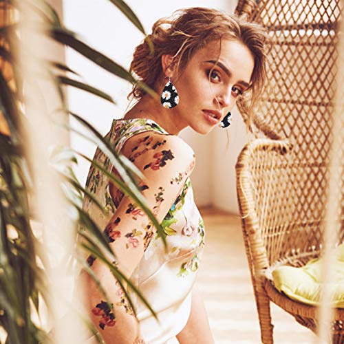 Flower Earrings for Women Leather Flower Earrings Teardrop Earrings Dangle Sunflower Earrings