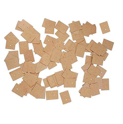 DNHCLL 100 PCS Brown Kraft Paper Earring Display Hang Cards Ear Studs Display Hang Tags,35mm x 25mm/1.37" x 0.98"