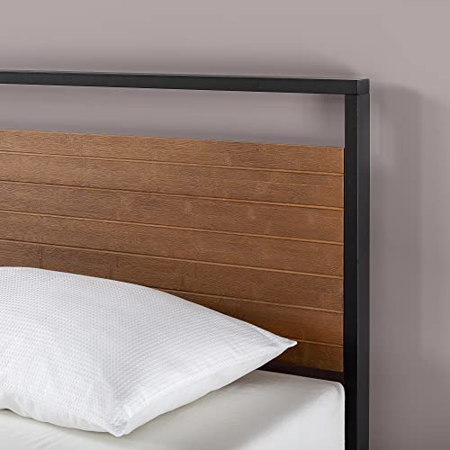 ZINUS Suzanne 37 Inch Bamboo and Metal Platform Bed Frame / Solid Steel Construction / No Box Spring Needed / Wood Slat Support / Easy Assembly, Chestnut Brown, Full
