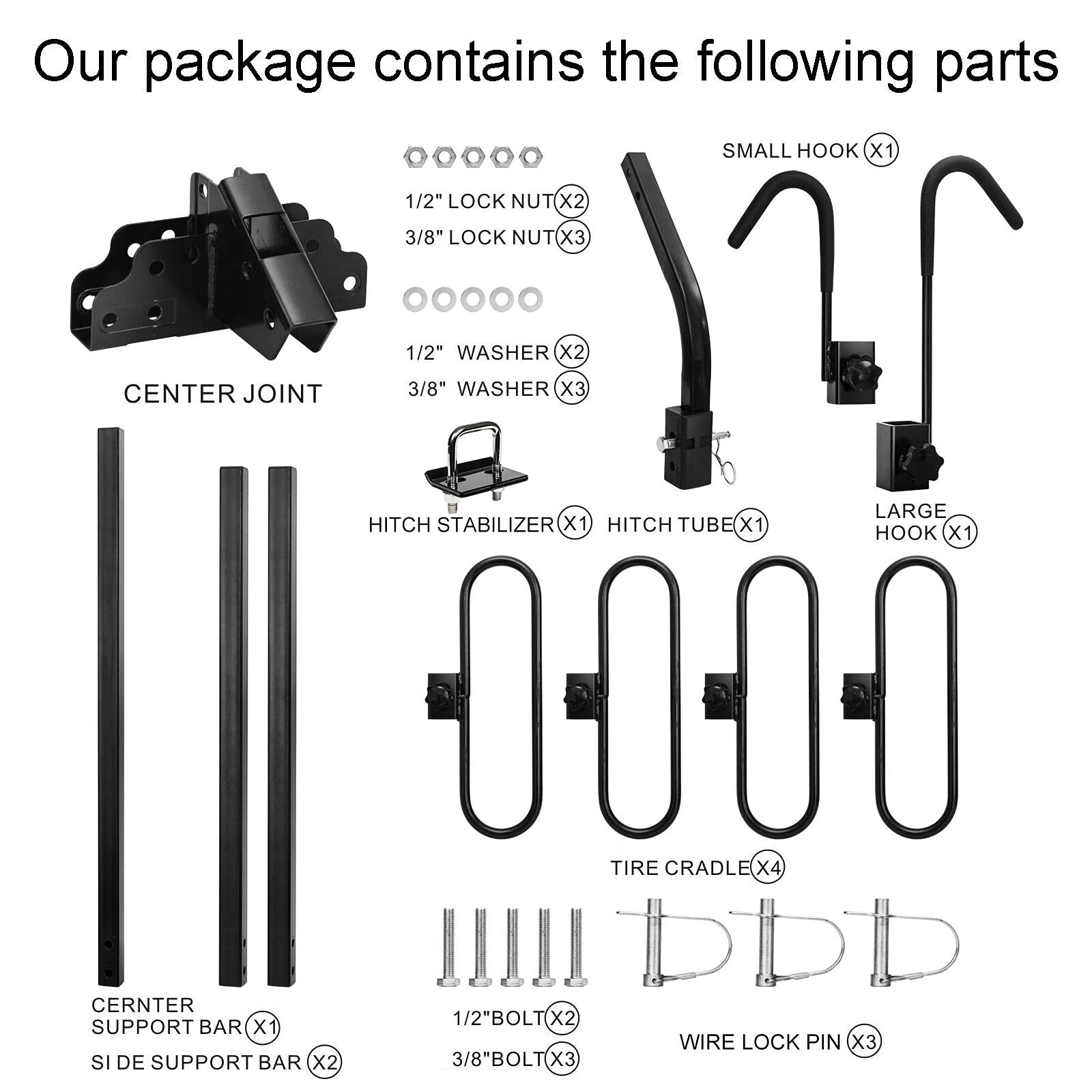 EDOSTORY Hitch Bike Rack, Bicycle Carrier Rack 2 Bicycle Rack fit for Cars, SUV,Trucks,and Minivans with 2" Hitch Receiver-Hitch Stabilizer