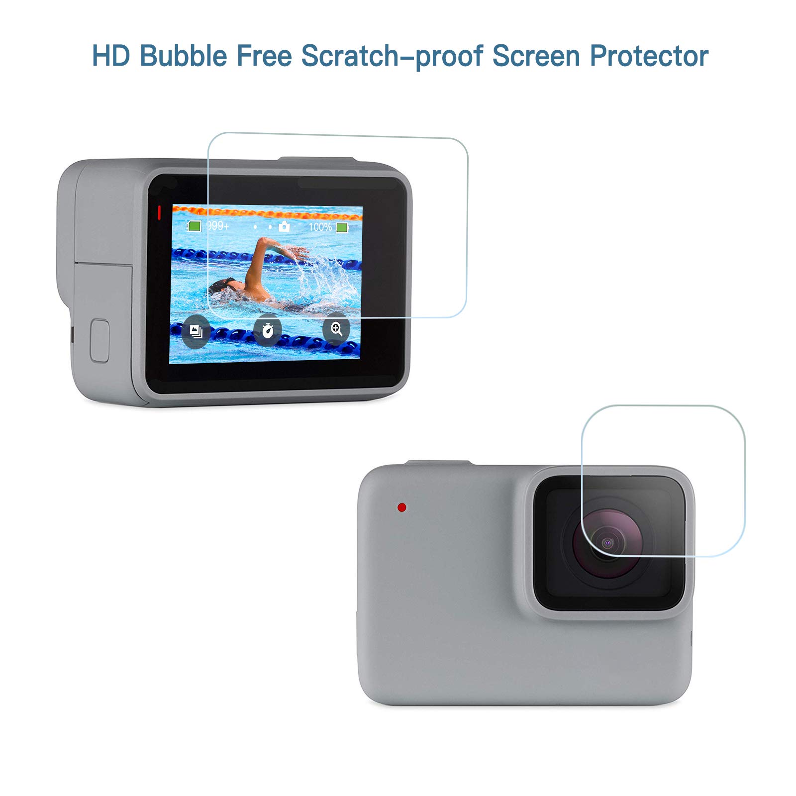 D&F Waterproof Housing Case for HERO7 White & Hero 7 Silver, 30M Underwater Photography Protective Shell with Screen Protector Films and Anti-Fog Inserts Accessories