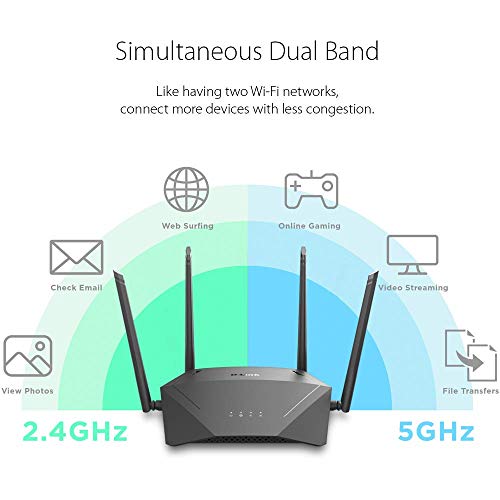 D-Link DIR-1750-US, WiFi Router AC1750 Mesh Smart Internet Home Network System, High Speed Performance WP3 MU-MIMO Dual Band Gigabit Gaming, Black