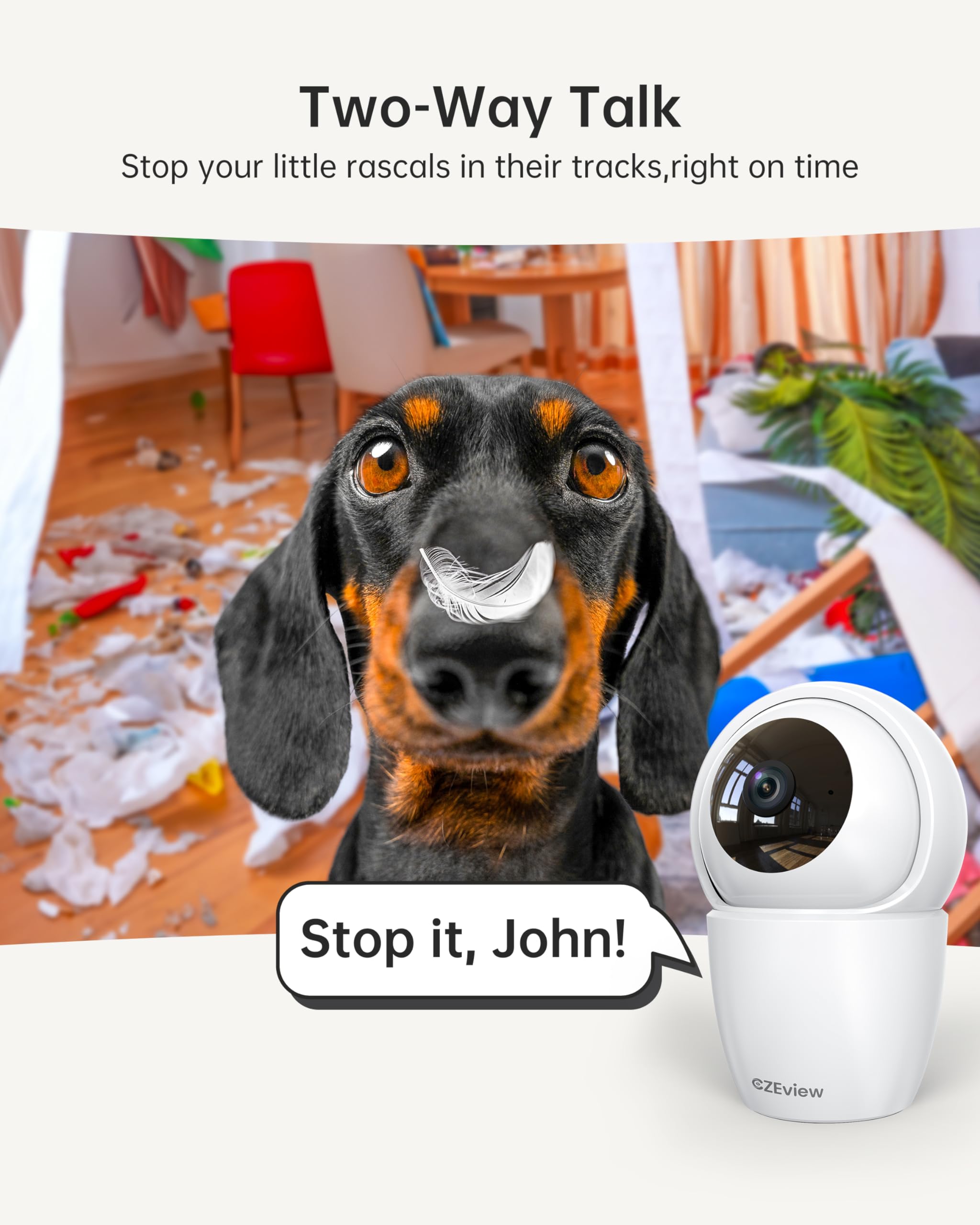 CZEview 3K 5MP Security Camera Indoor, 2.4/5Ghz WiFi Pet Camera Baby Monitor with Phone App, Remote Pan Tilt Zoom, Night Vision, Motion Detection, Auto Tracking, Two Way Talk, Works with Alexa