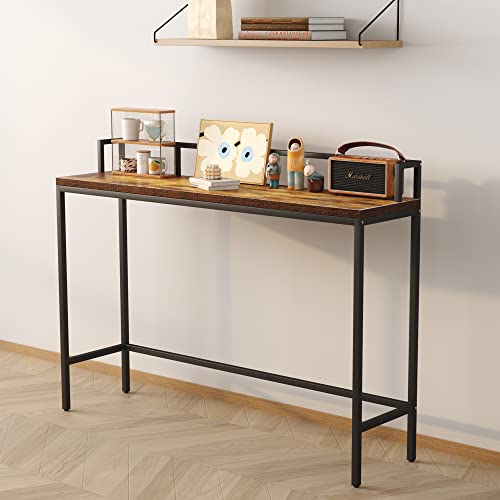Yusong 47" Long Sofa Table, Narrow Console Table Behind Couch, Tall Bar Tables Enterway Table, Small Skinny Foyer Table for Living Room Home Office Bar, Rustic Brown