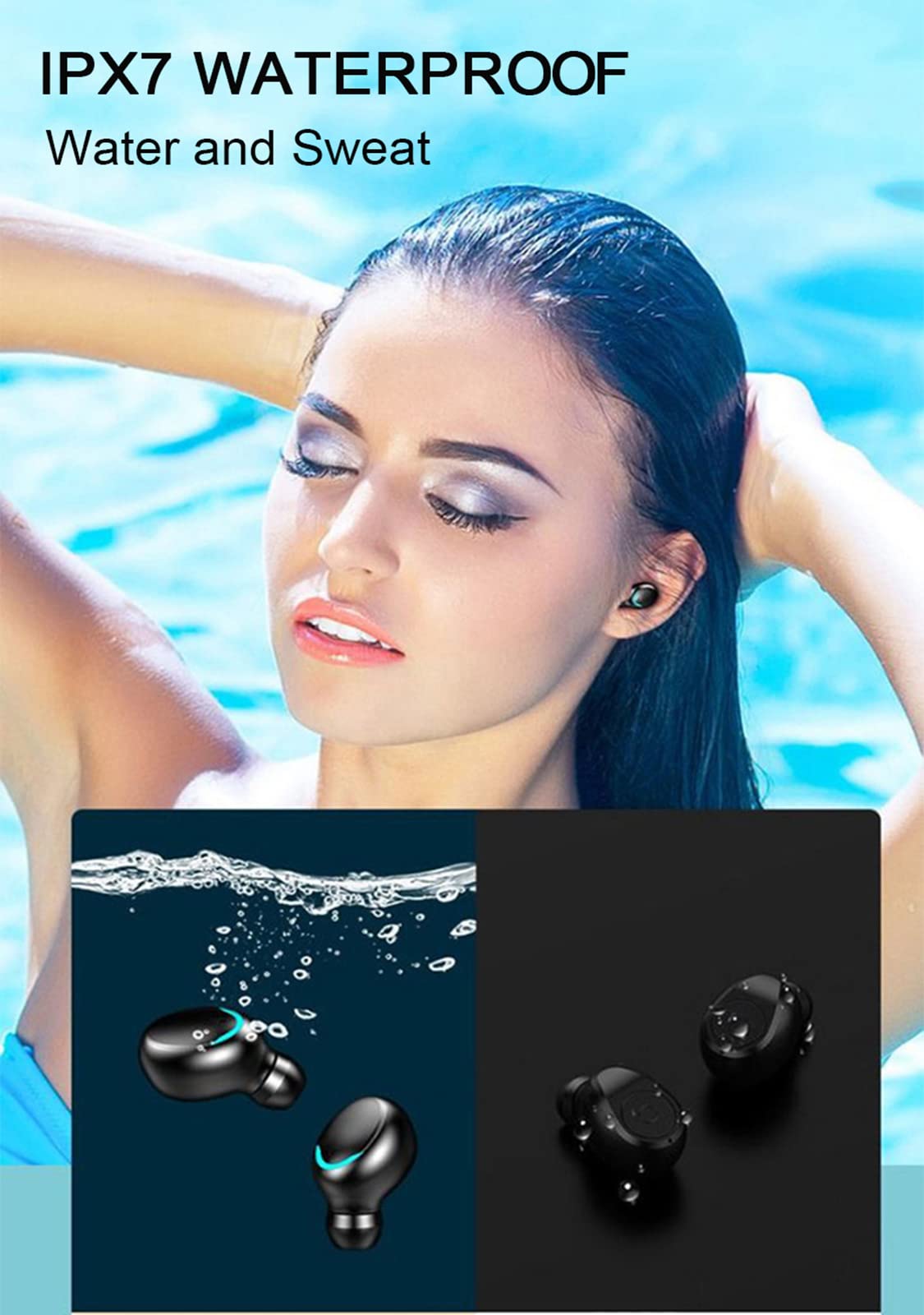 CZRXLLGD New Wireless Earbuds Bluetooth 5.0 Headset, IPX7 Waterproof, LED Battery Display auriculares,140 Hours Play time with Charging Box, 3D Stereo Audio Full Touch Screen Headset with Microphone