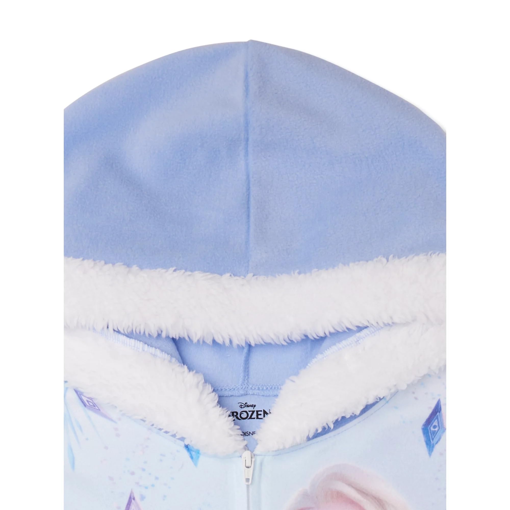 Disney Girls' Frozen 2 Footless One Piece Fleece, Blue Elsa, 6